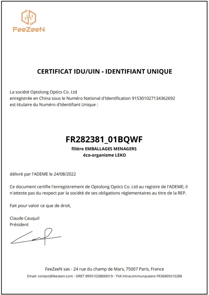 Certification – Optical Filter | Fluorescence Filter | Optical Bandpass ...